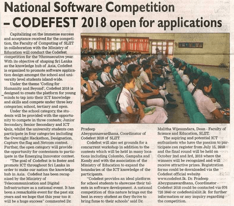 Codefest 2018 | SLIIT