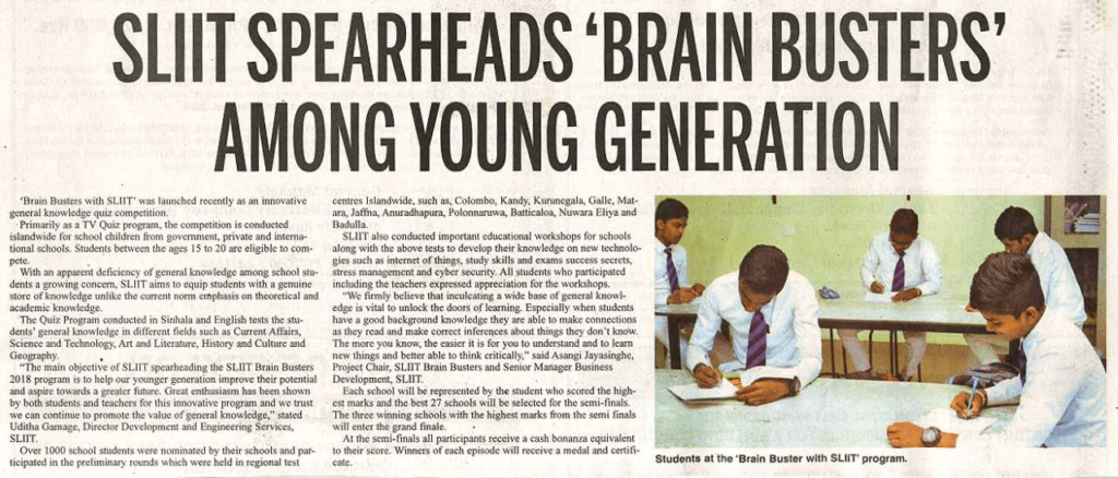 Brain Busters | SLIIT