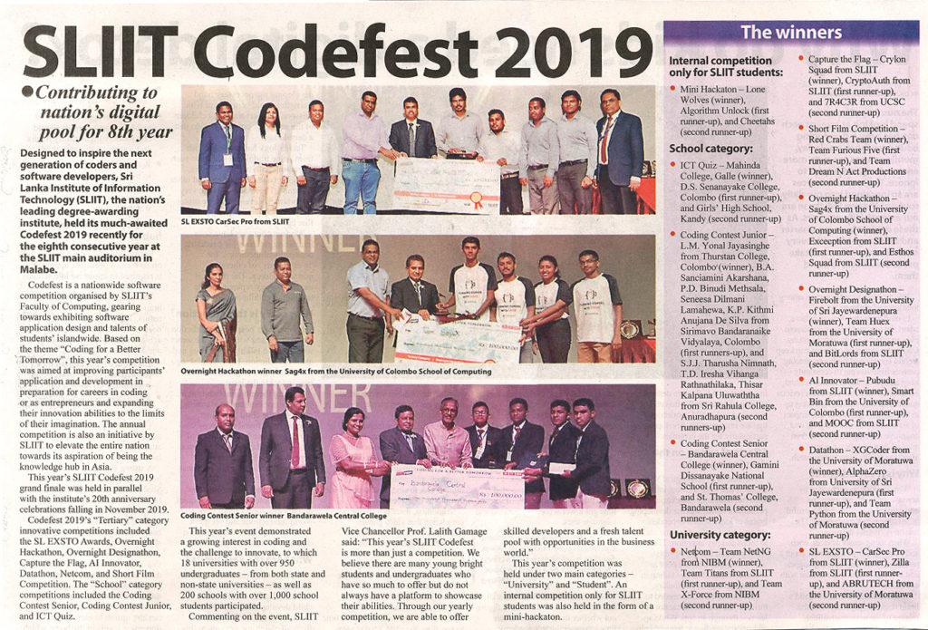 SLIIT CODEFEST held for 8th Consecutive Year – Sunday Morning (24-11 ...