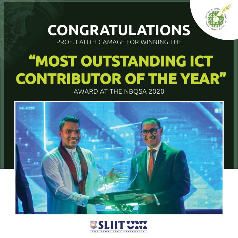 The 'Most Outstanding ICT Contributor of the Year' Award – NBQSA 2020 | SLIIT