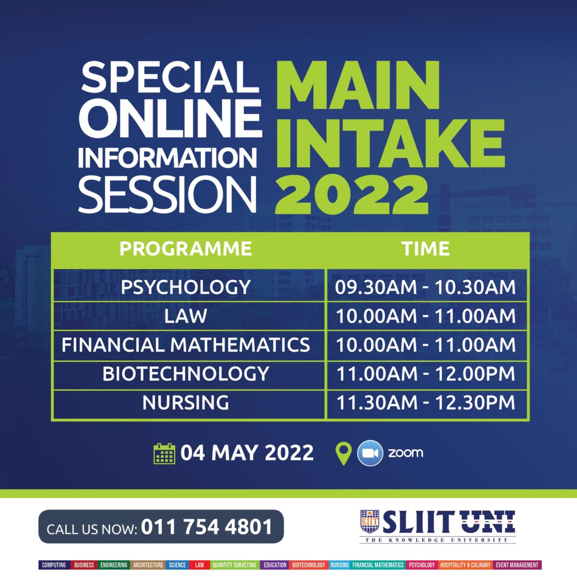 Join our Special Online Information Sessions | SLIIT