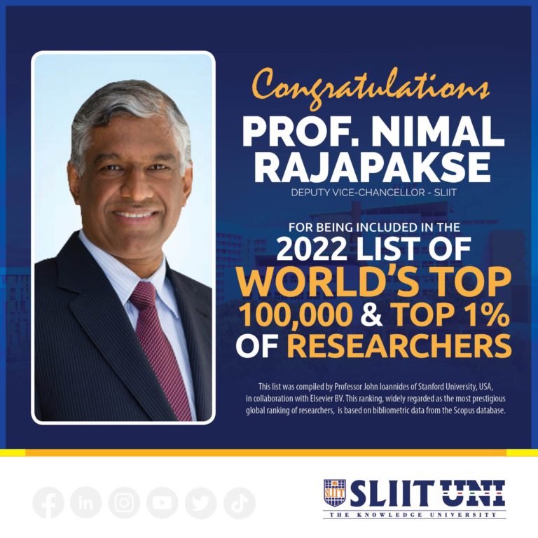 The 2022 List of the World's Top 100,000 and Top 1% of Researchers | SLIIT