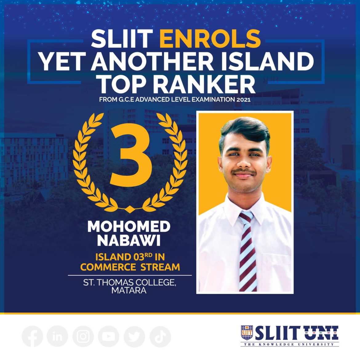 SLIIT awarded a full scholarship to another Island's top scorers in the ...