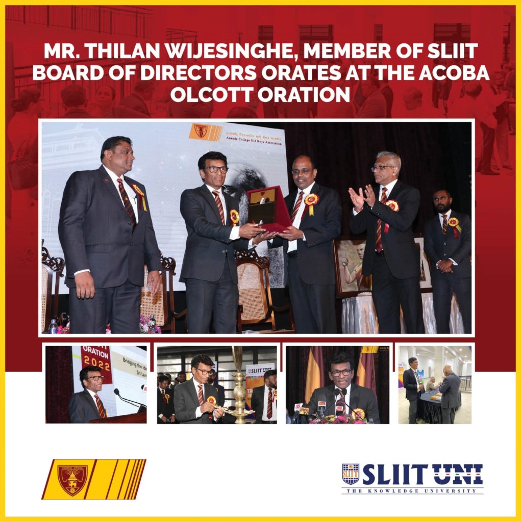 Mr. Thilan Wijesinghe, member of SLIIT Board of Directors, orates at ...