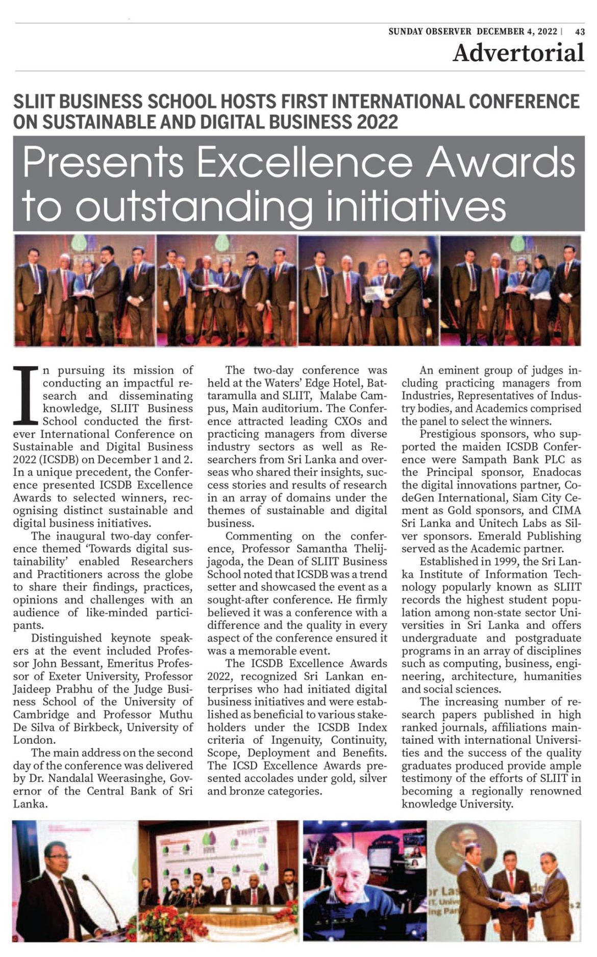 SLIIT Business School HOSTS FIRST INTERNATIONAL CONFERENCE ON ...