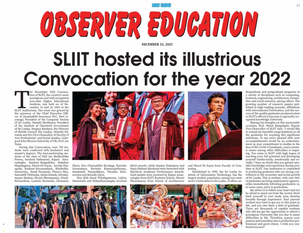 SLIIT hosted its illustrious Convocation for the year 2022! Published ...