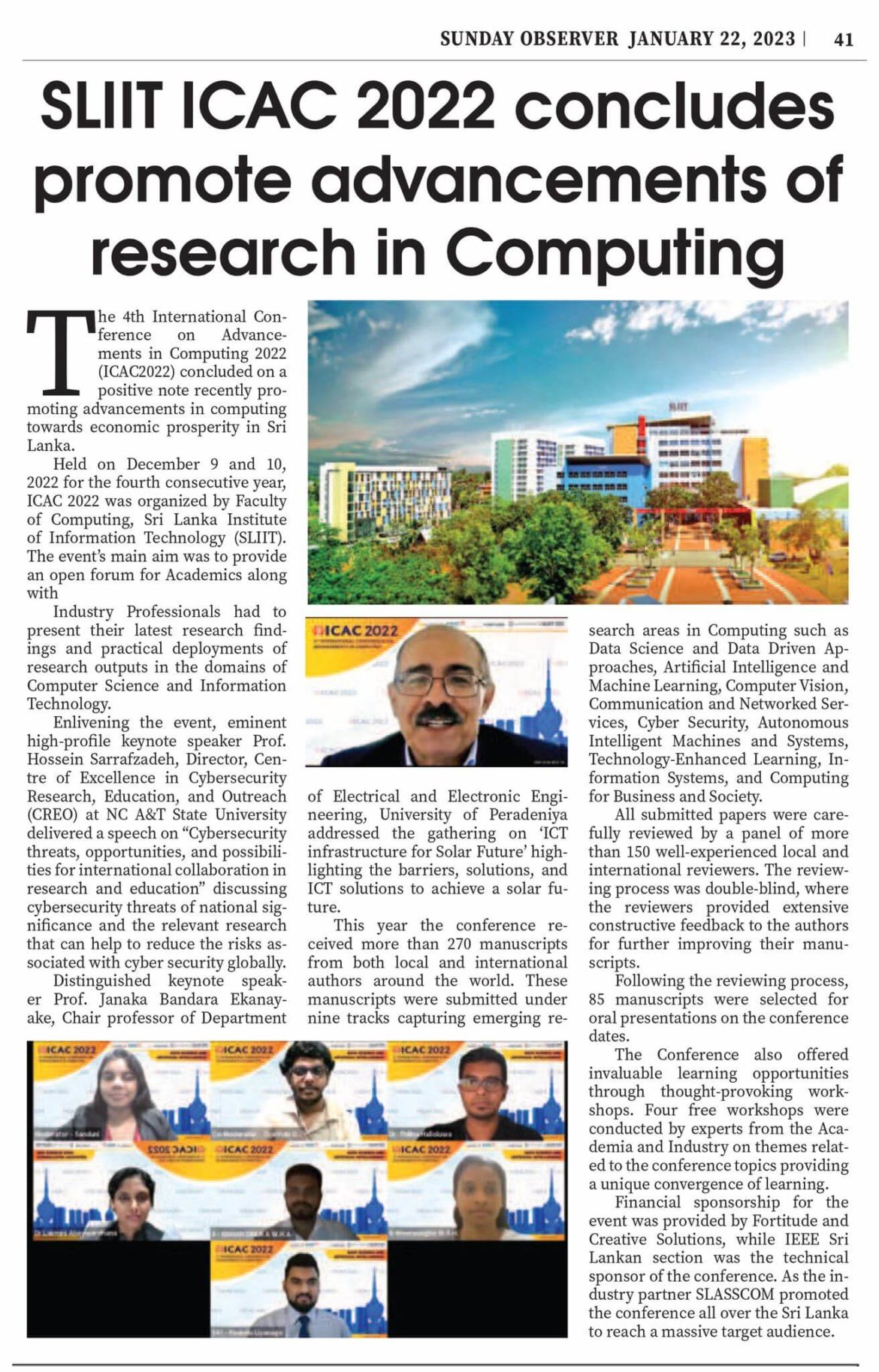SLIIT ICAC 2022 concludes promote advancements of research in Computing | SLIIT