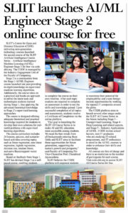 SLIIT launches AI/ML Engineer stage 2 online course for free – The Morning | SLIIT