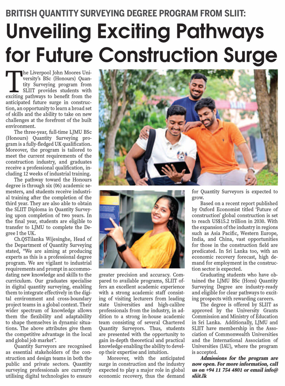 Sunday Observer – British Quantity Surveying Degree Programme from ...