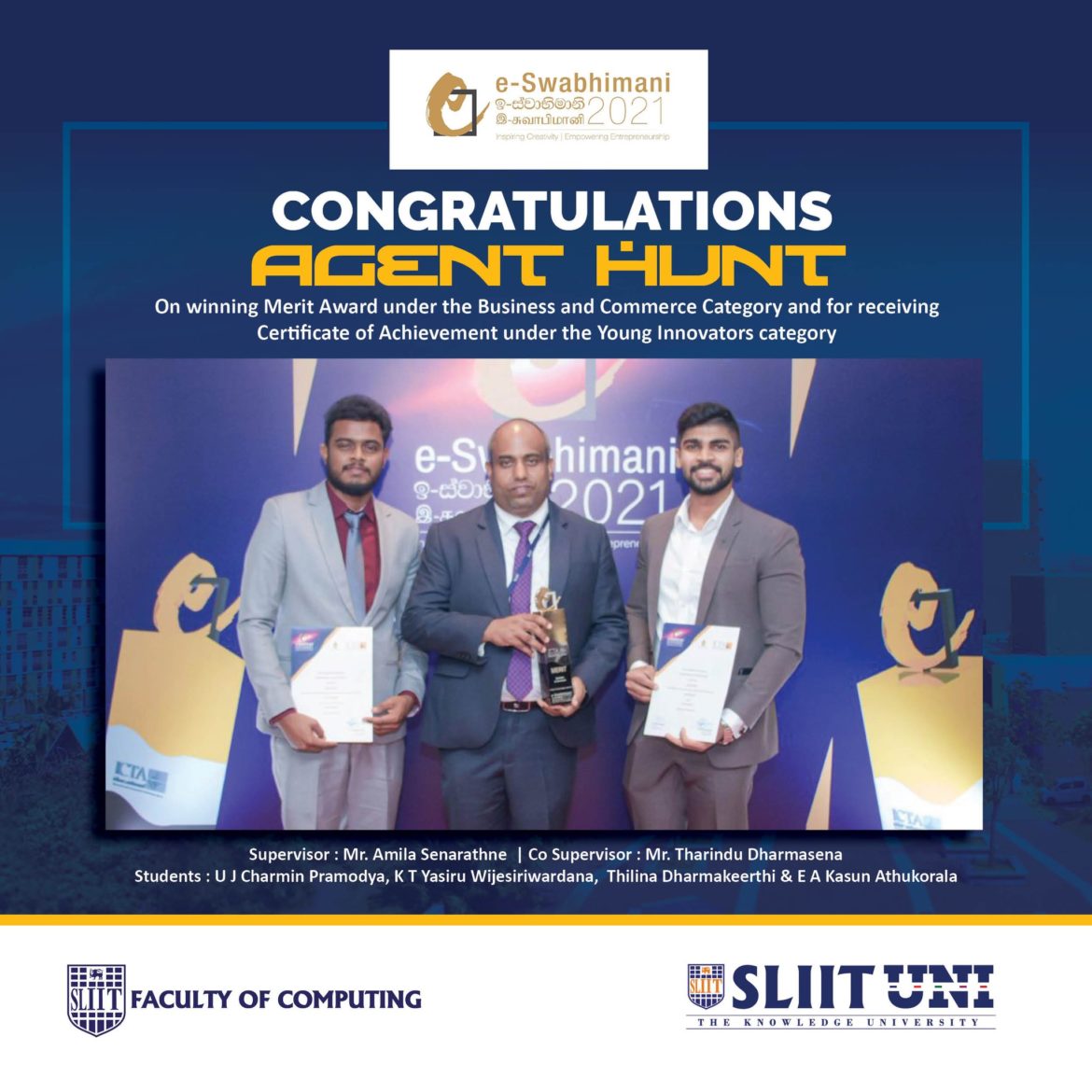Congratulations, Team Agent Hunt | SLIIT