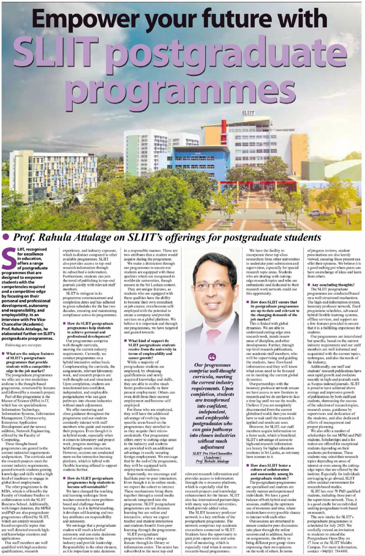 The Morning Empower Your Future with SLIIT Postgraduate Programmes ...