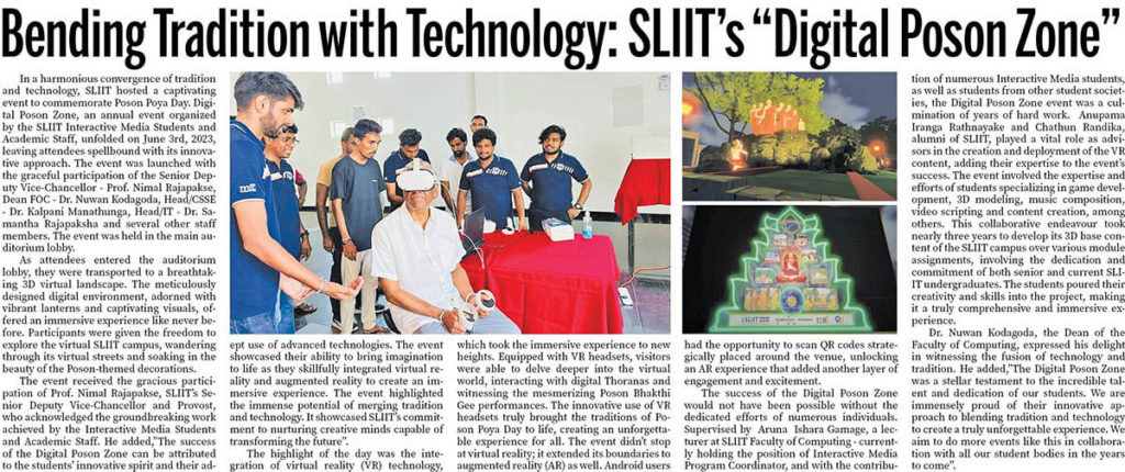 Sunday Observer: Bending Tradition with Technology: SLIIT's "Digital ...