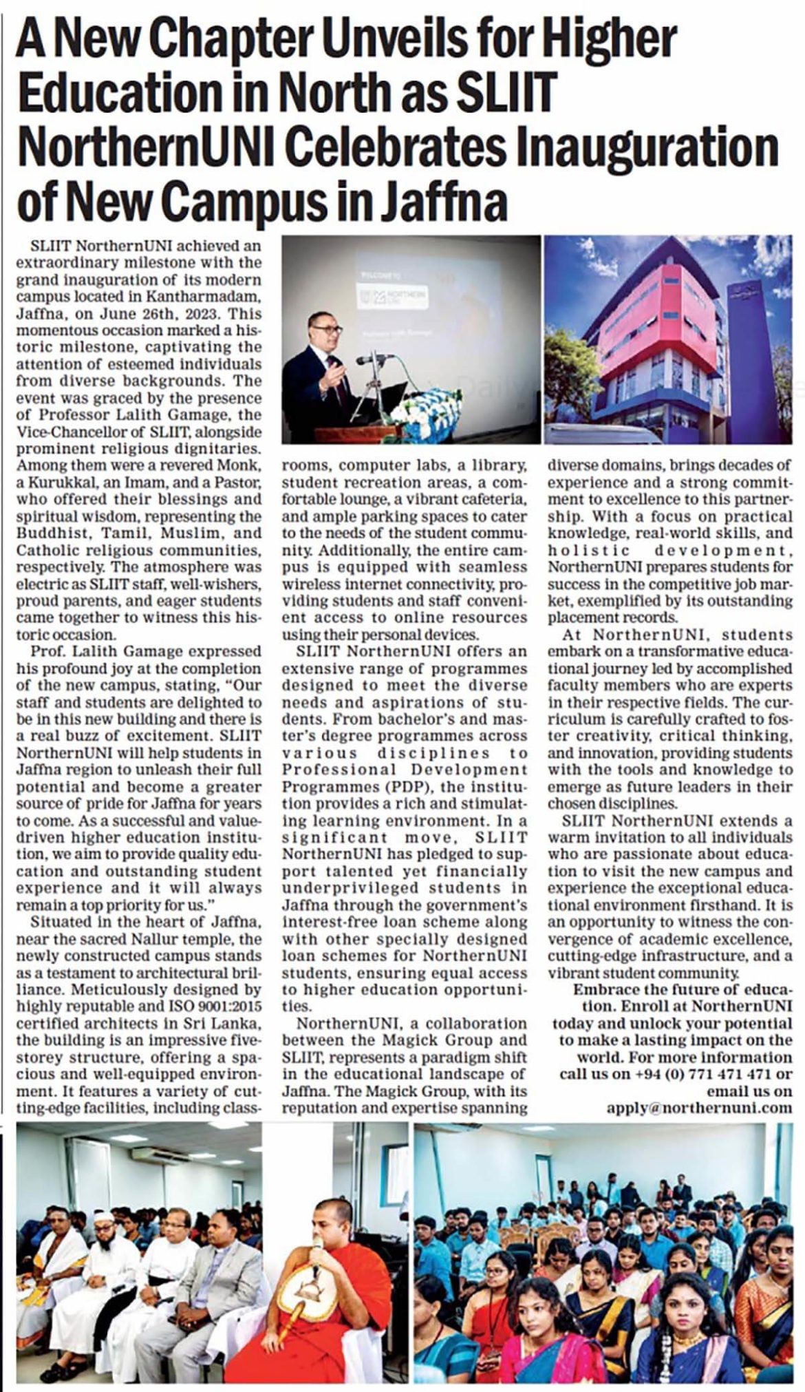 Sunday Times: A New Chapter Unveils for Higher Education in North as ...