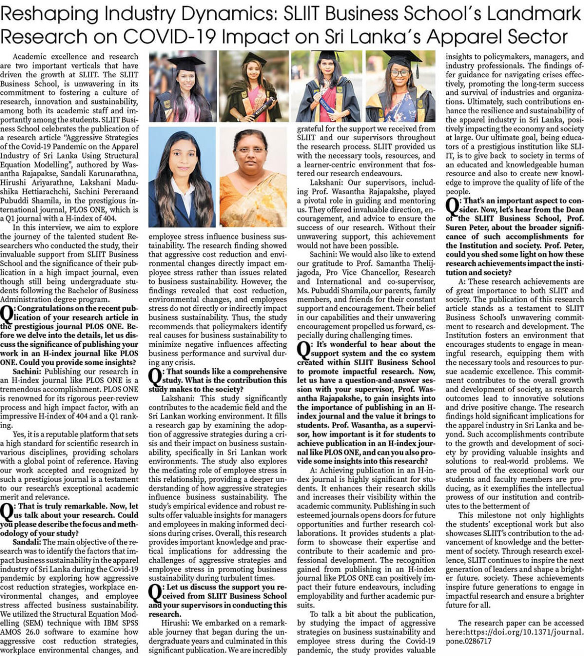 SLIIT – Sunday Observer : Reshaping Industry Dynamics : SLIIT Business ...