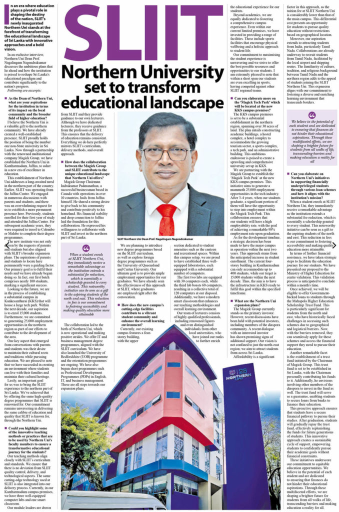 SLIIT – Sunday Morning : SLIIT Northern University set to transform ...