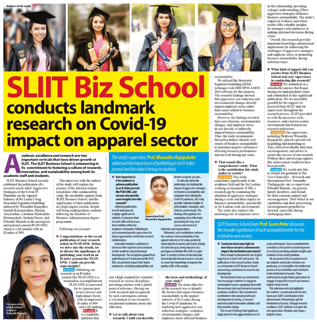 SLIIT – Sunday Morning : SLIIT Biz School conducts landmark research on ...