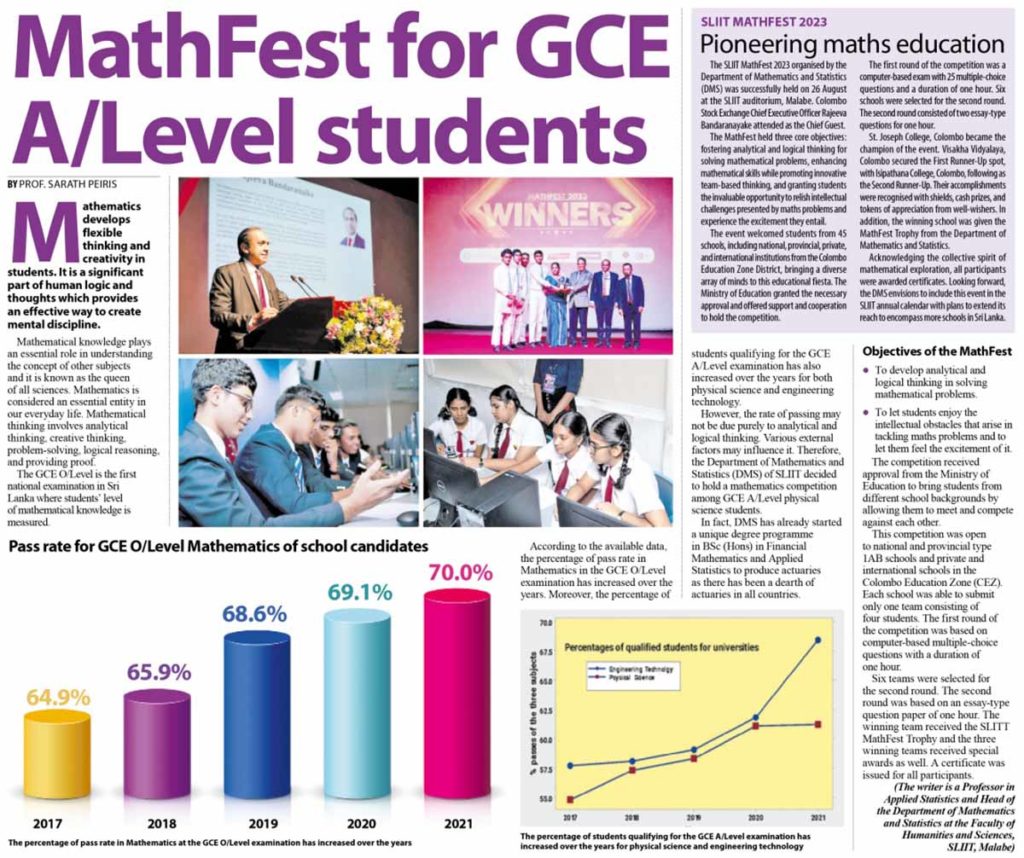 SLIIT – The Sunday Morning : MathFest for GCE A/Level students | SLIIT