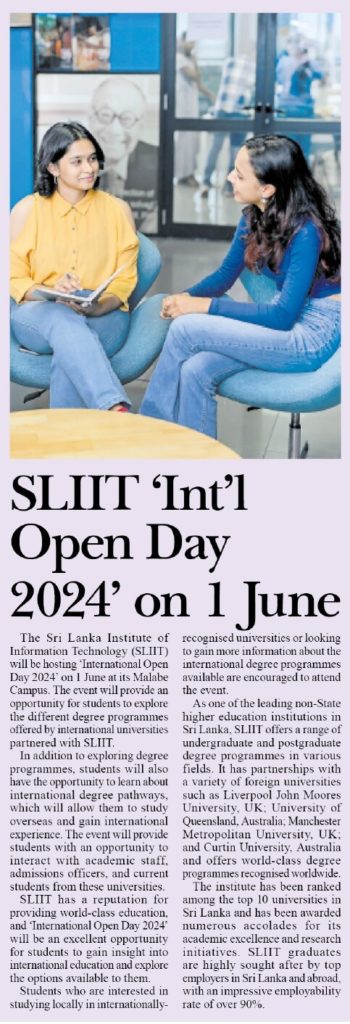 The Morning: Explore International Degree Programs at SLIIT ...