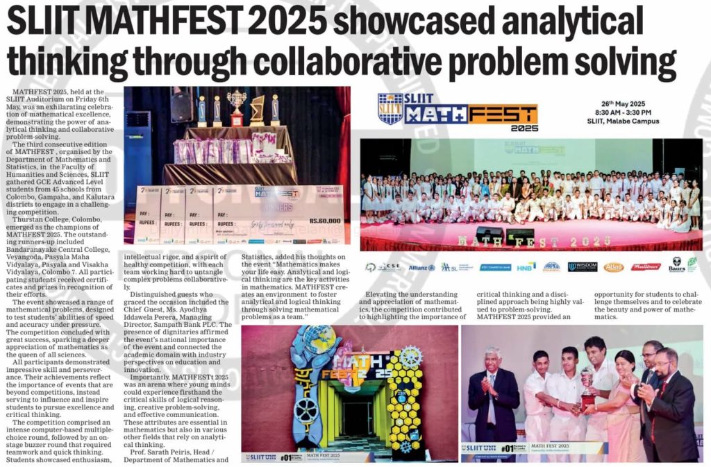 SLIIT MATHFEST 2025 showcased | SLIIT